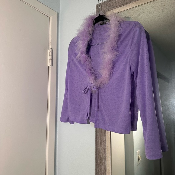 dELiA*s | Tops | Delias Purple Long Sleeve Top With Feather Trim | Poshmark